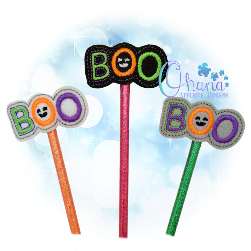 Boo Pencil Topper Design - Ohana Applique Designs