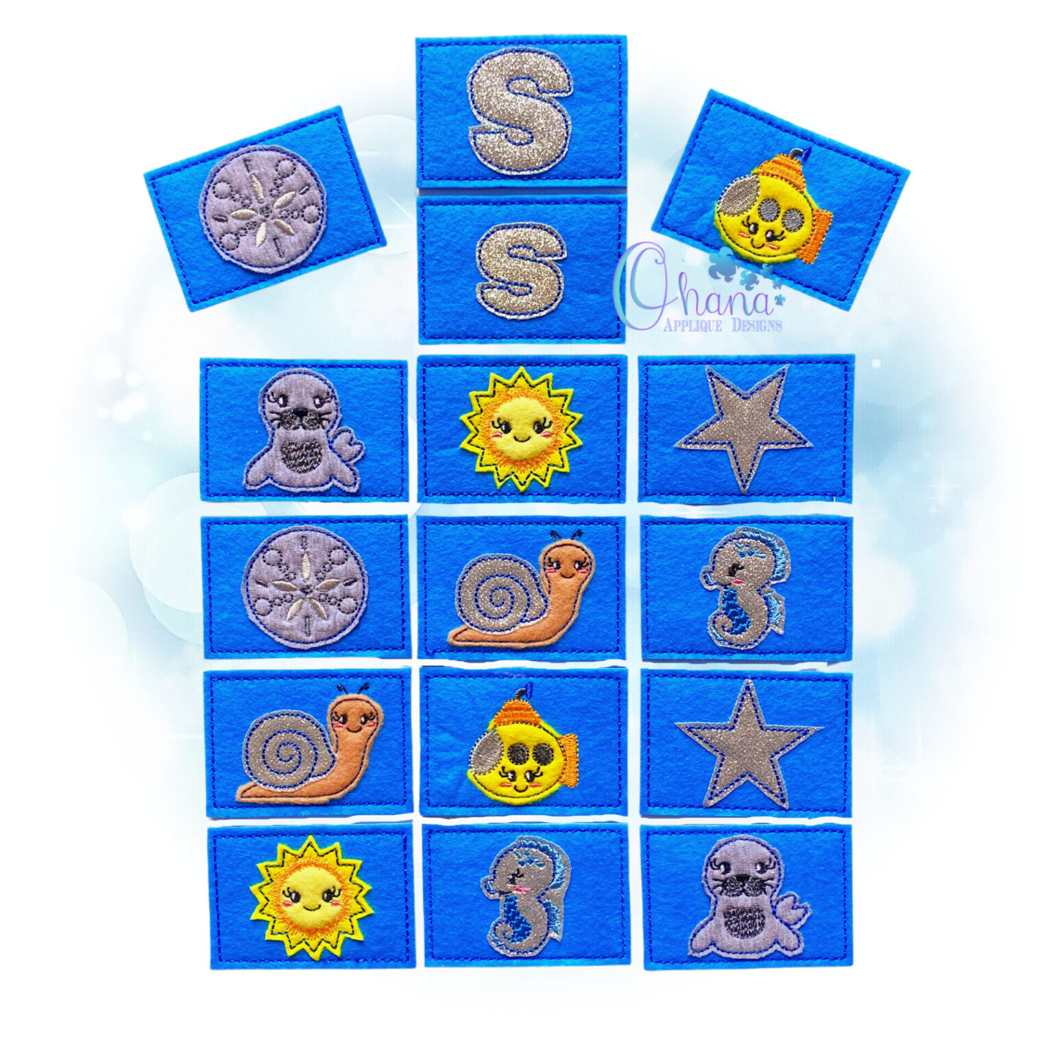 Letter S Matching Card Game Design - Ohana Applique Designs