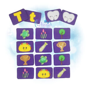Letter T Matching Card Game Design - Ohana Applique Designs