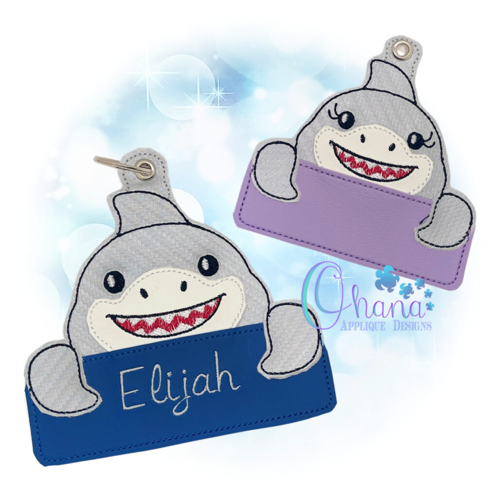 Shark Luggage Tag Design - Ohana Applique Designs