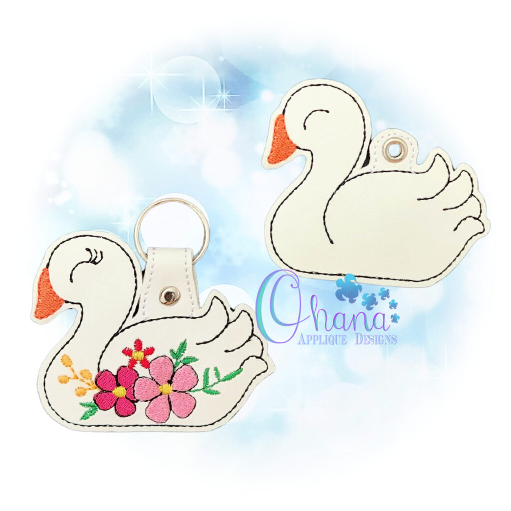 Swan Key Chain Design - Ohana Applique Designs