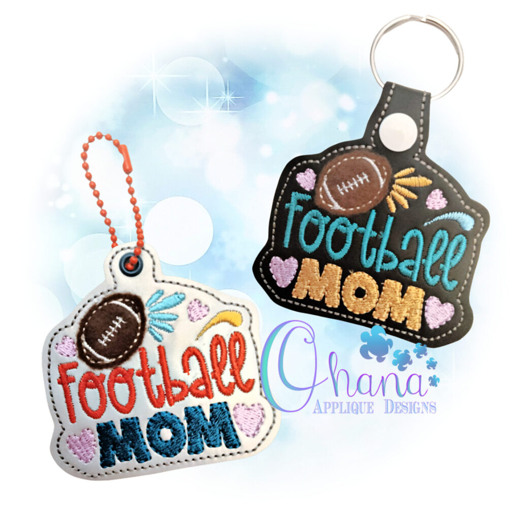 Football Mom Key Chain Design - Ohana Applique Designs