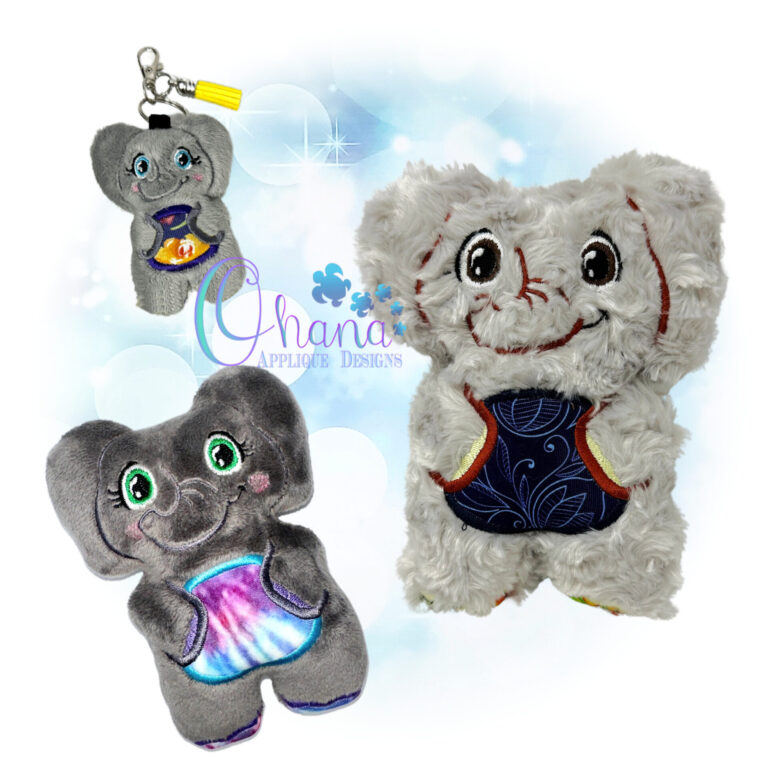 Elliot Elephant Stuffie Embroidery Design - Ohana Applique Designs