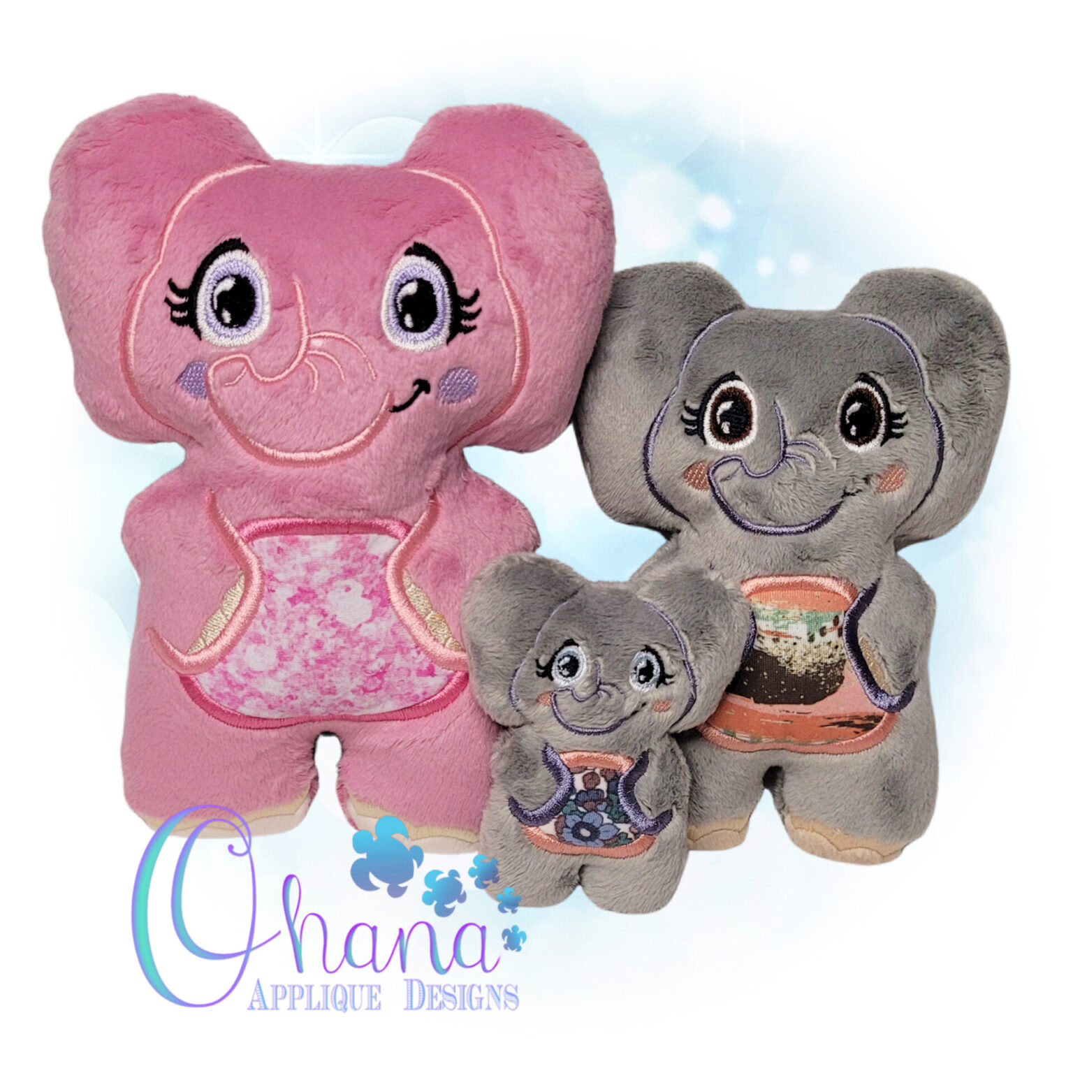Elliot Elephant Stuffie Embroidery Design - Ohana Applique Designs