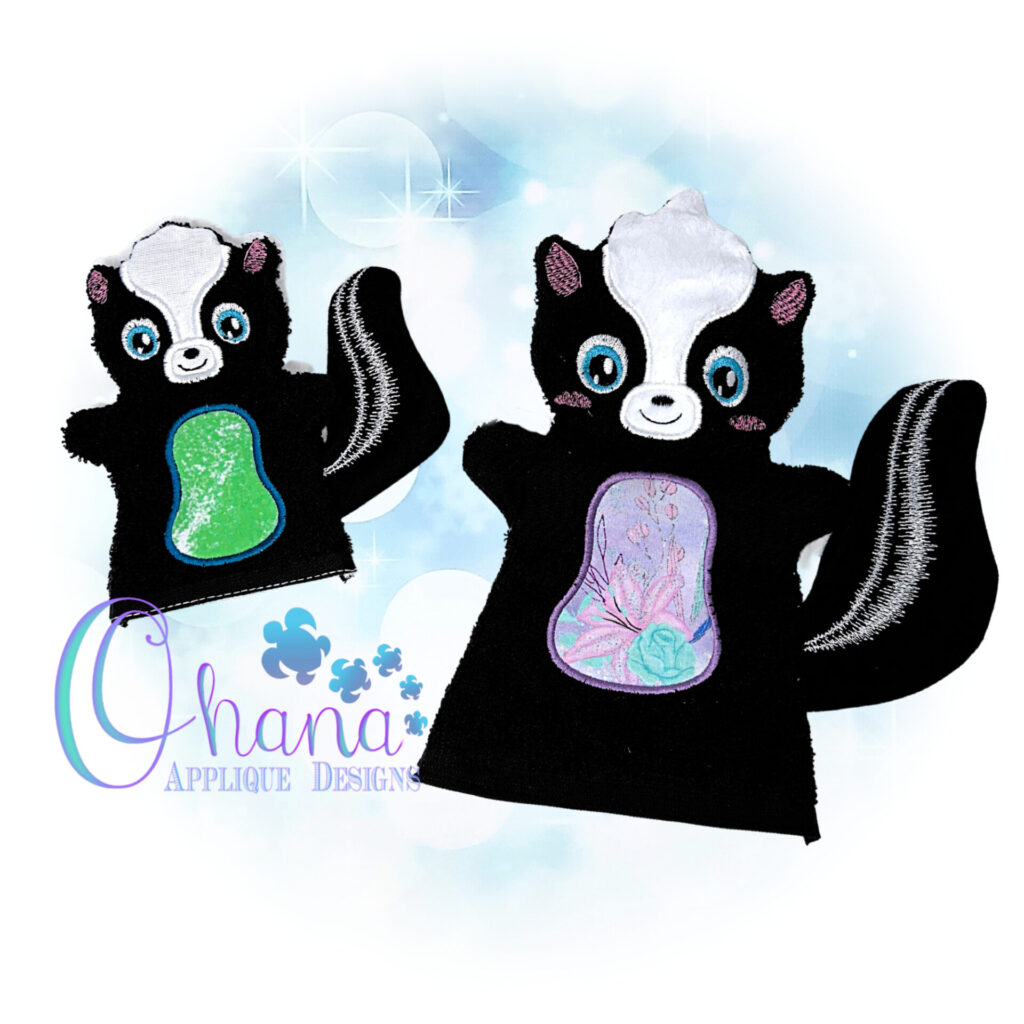 Skunk Hand Puppet Design - Ohana Applique Designs