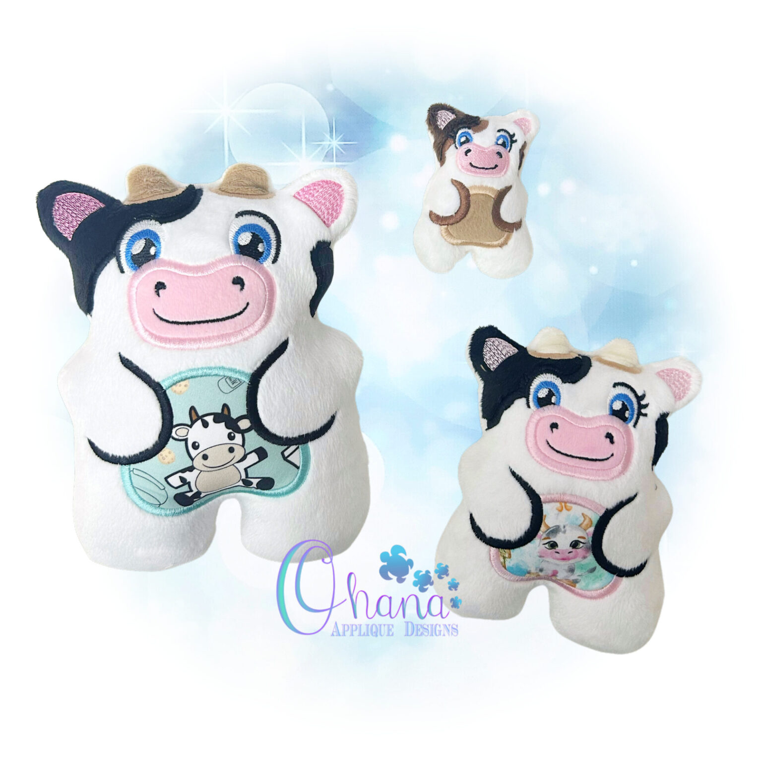 Chubby Cow Stuffie Embroidery Design - Ohana Applique Designs