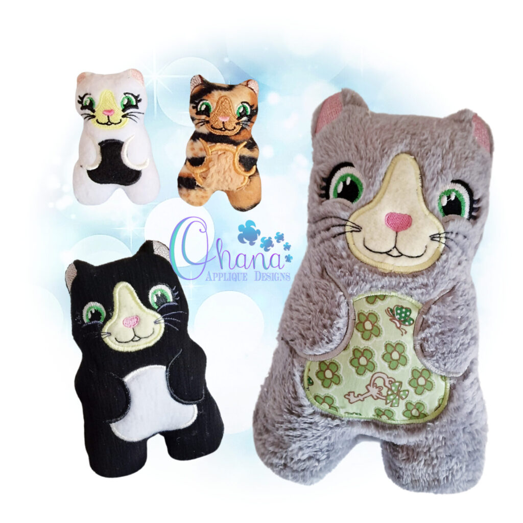 Chubby Cat Stuffie Embroidery Design - Ohana Applique Designs