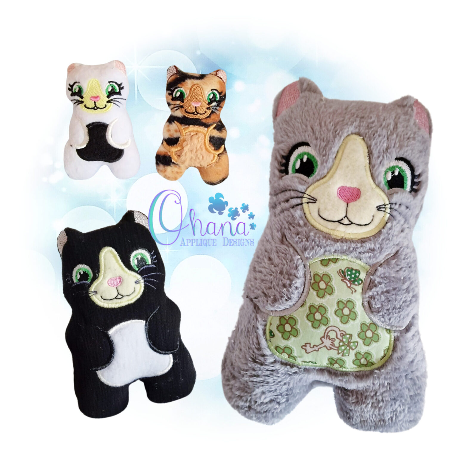 Chubby Cat Stuffie Embroidery Design - Ohana Applique Designs