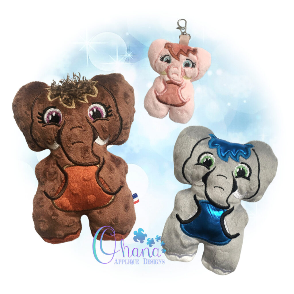 Chubby Mammoth Stuffie Embroidery Design - Ohana Applique Designs