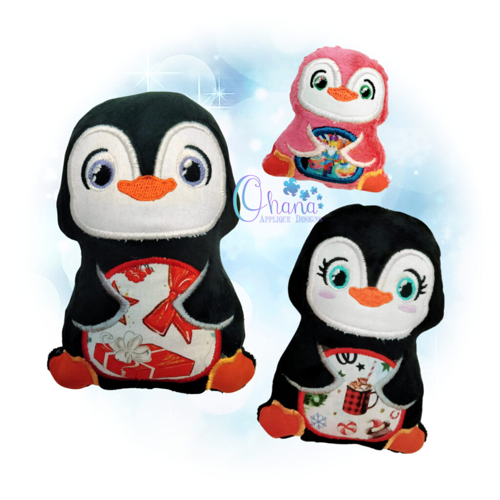 Pocket Penguin Stuffie Embroidery Design - Ohana Applique Designs