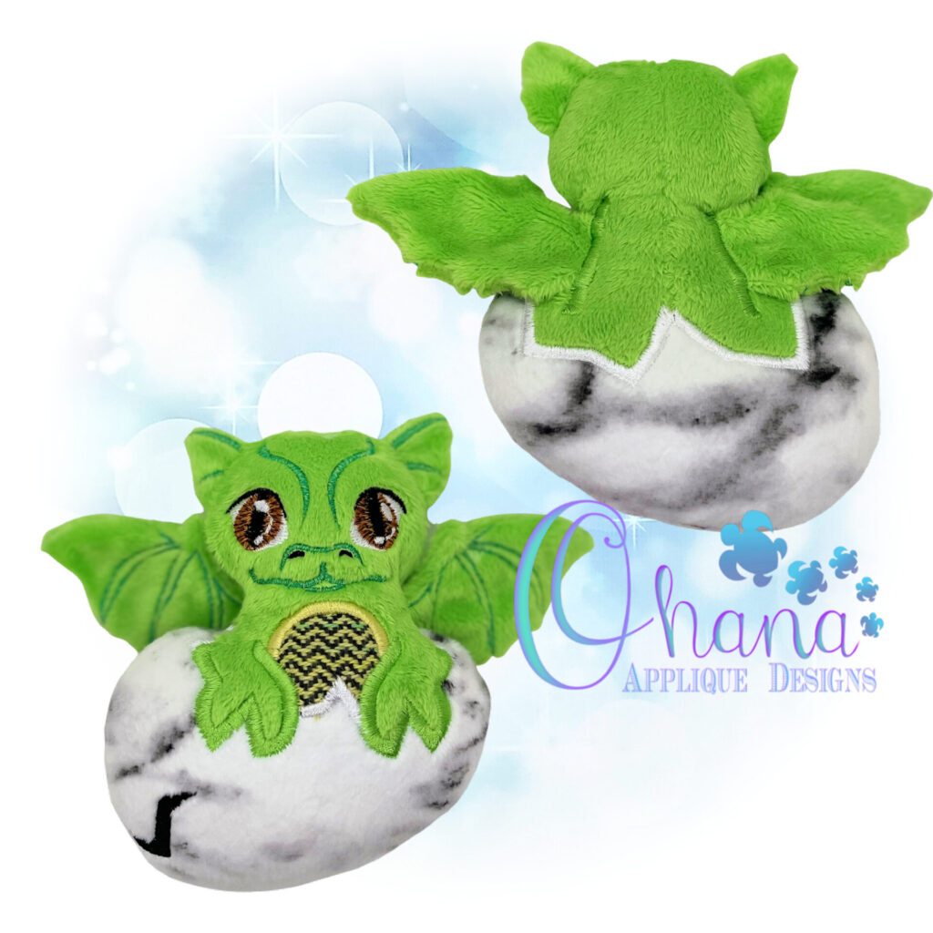 Dragon In Egg Stuffie Embroidery Design - Ohana Applique Designs