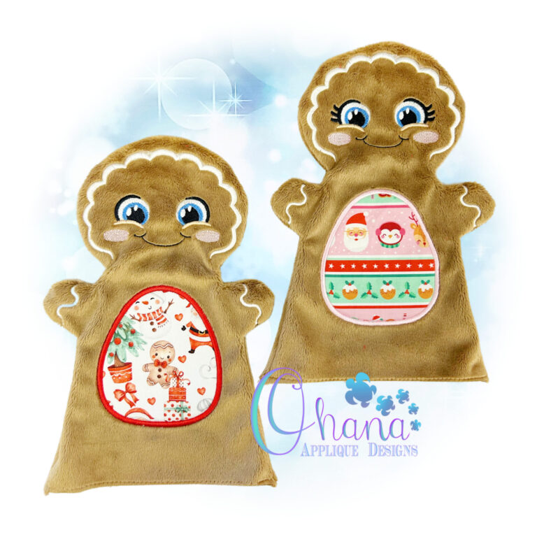 Gingerbread Hand Puppet Design - Ohana Applique Designs