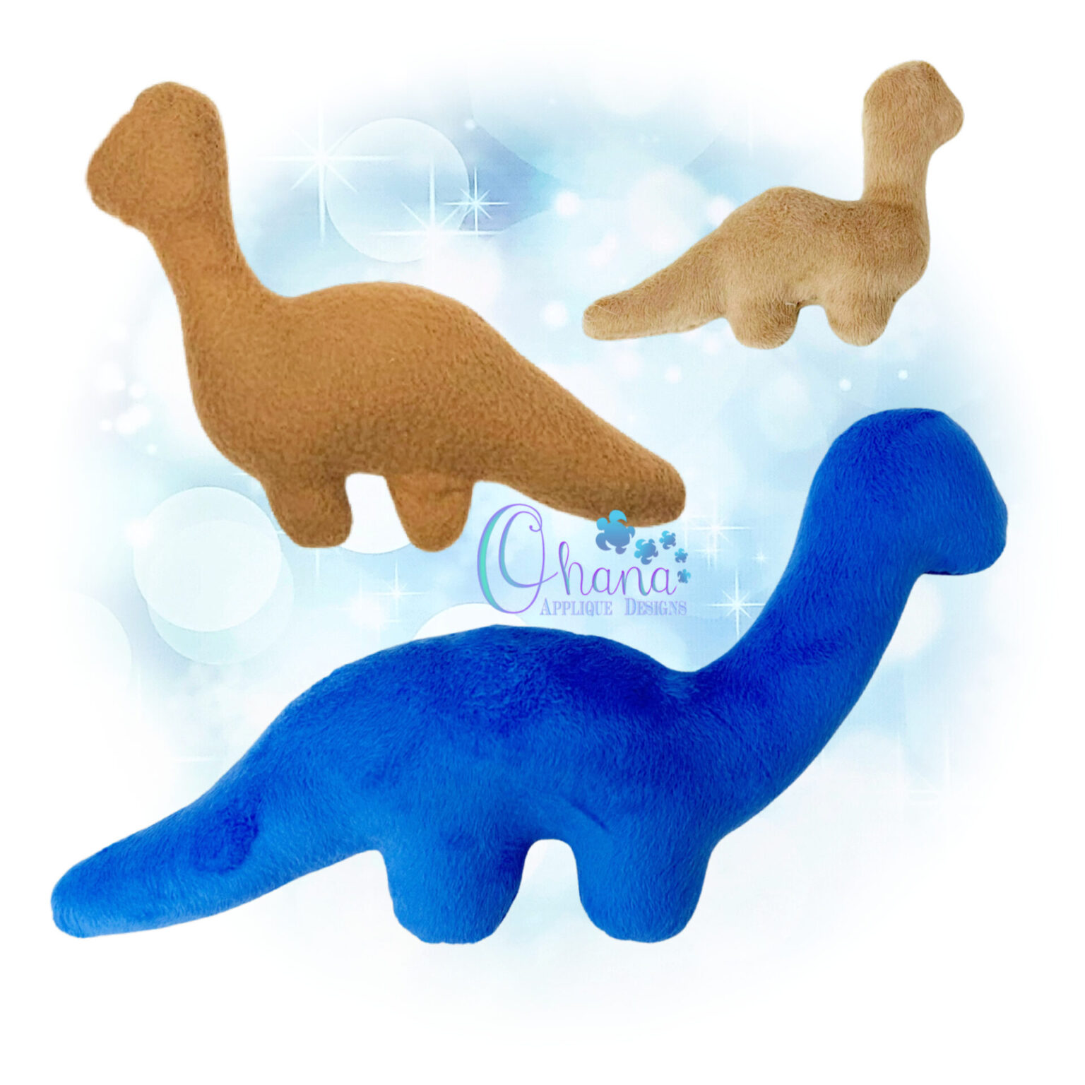 Long Neck Dino Nugget Stuffie Embroidery Design - Ohana Applique Designs