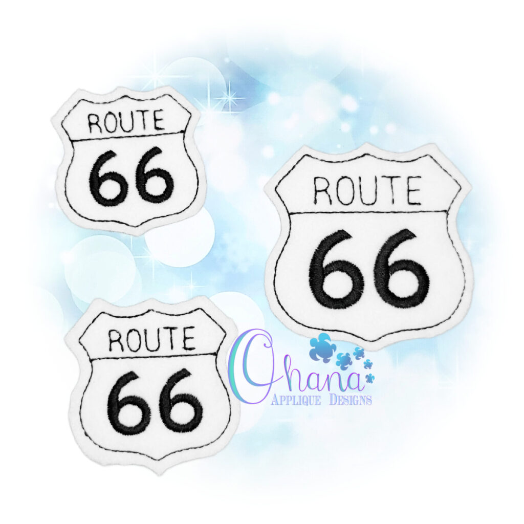 Route 66 Feltie Embroidery Design - Ohana Applique Designs