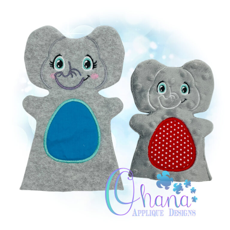Elliot Elephant Hand Puppet Design - Ohana Applique Designs