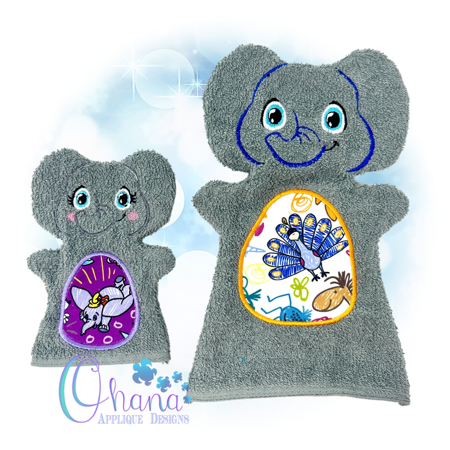 Elliot Elephant Hand Puppet Design - Ohana Applique Designs