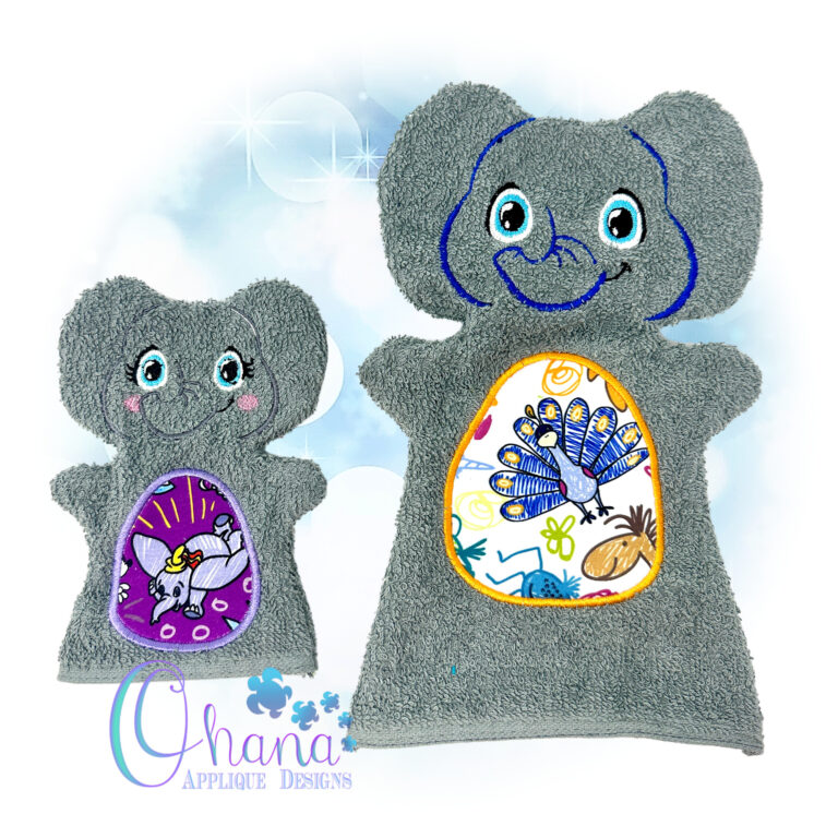 Elliot Elephant Hand Puppet Design - Ohana Applique Designs