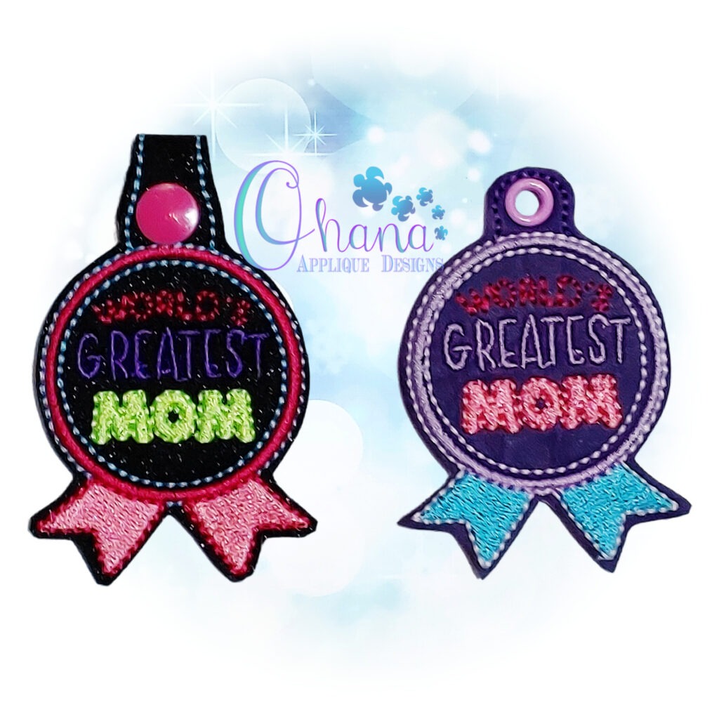 World's Greatest Mom Key Chain Embroidery Design - Ohana Applique Designs