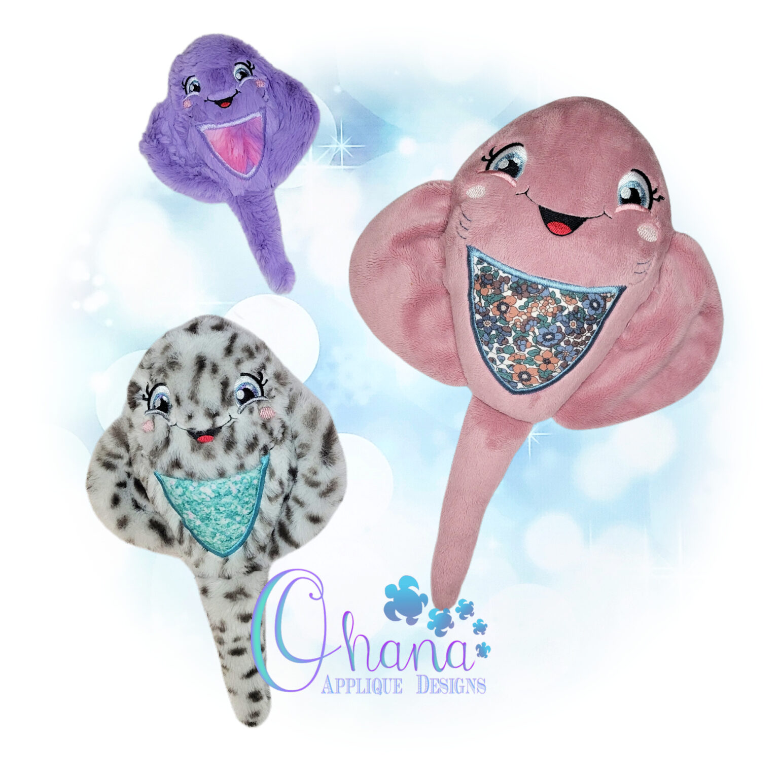Sting Ray Stuffie Embroidery Design - Ohana Applique Designs