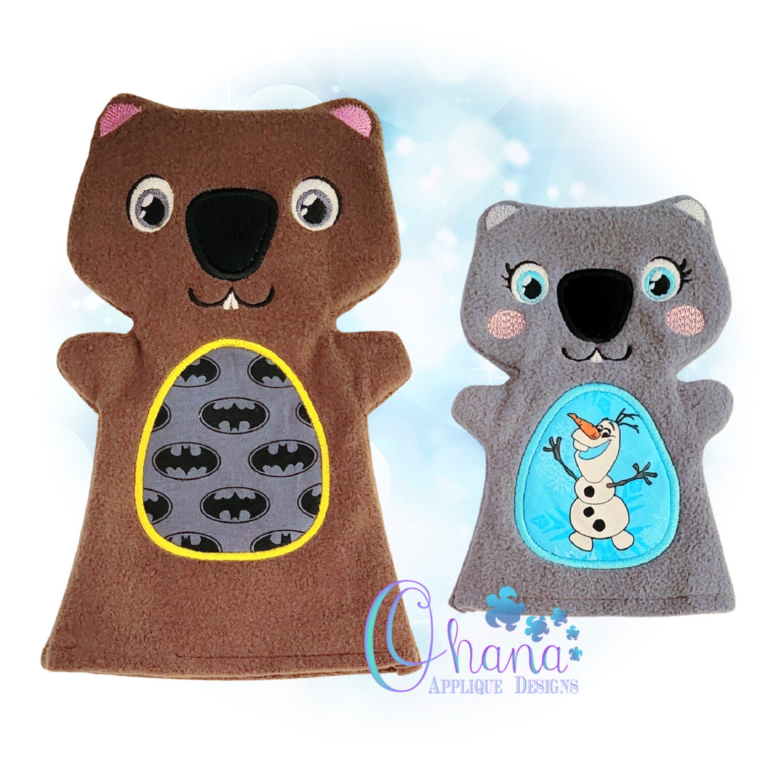 Wombat Hand Puppet Embroidery Design - Ohana Applique Designs