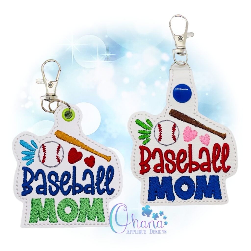Baseball Mom Key Chain Embroidery Design - Ohana Applique Designs