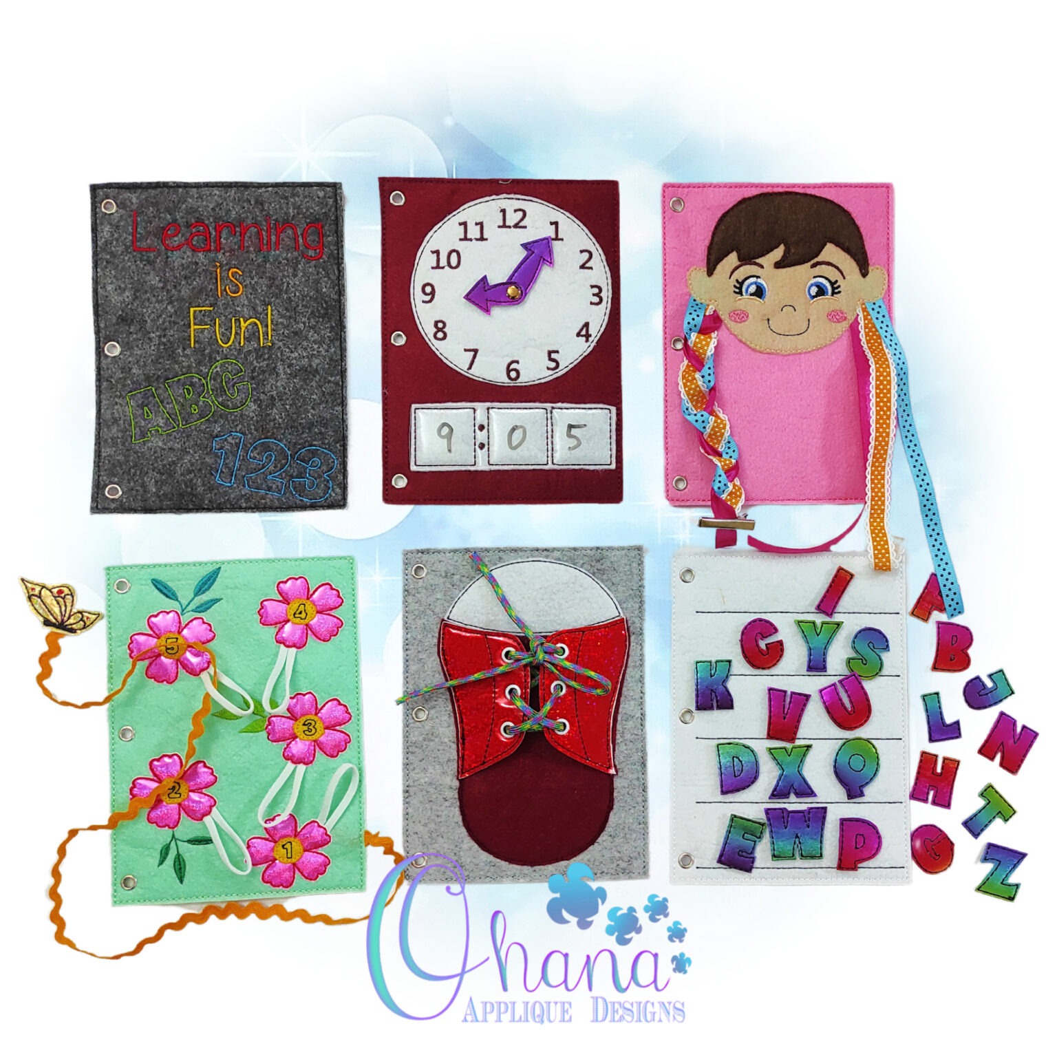 Learning Is Fun Quiet Book Design - Ohana Applique Designs