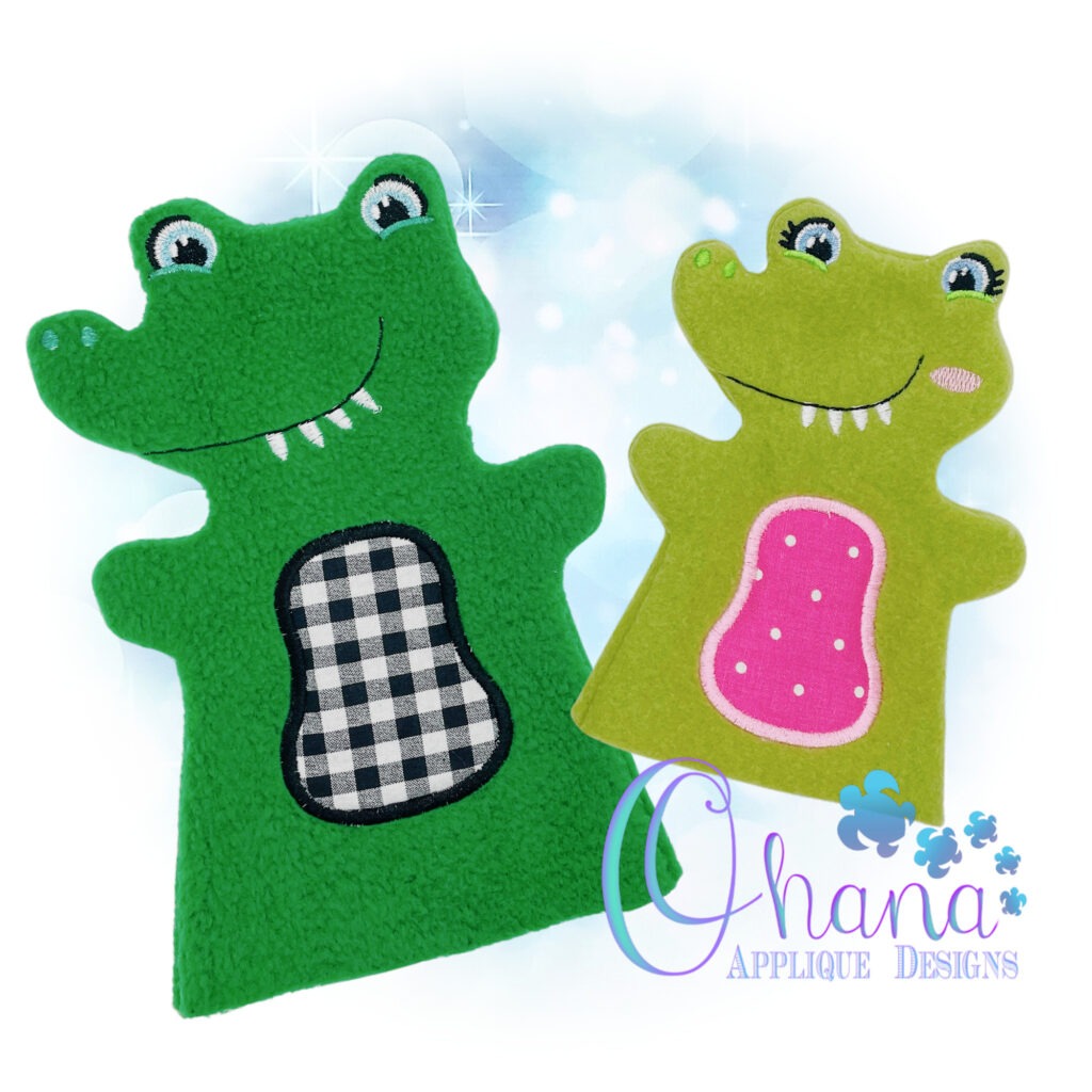 Alligator Hand Puppet Embroidery Design - Ohana Applique Designs