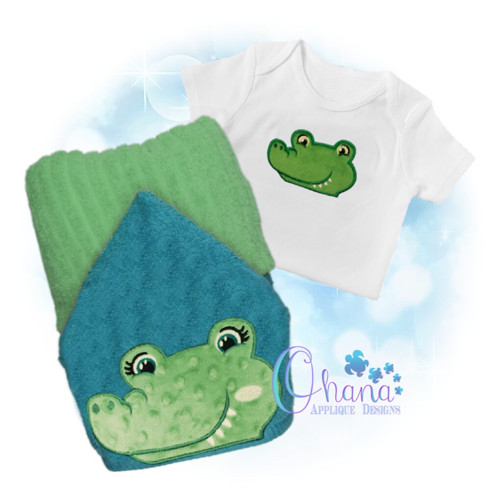 Alligator Peeker Embroidery Design - Ohana Applique Designs