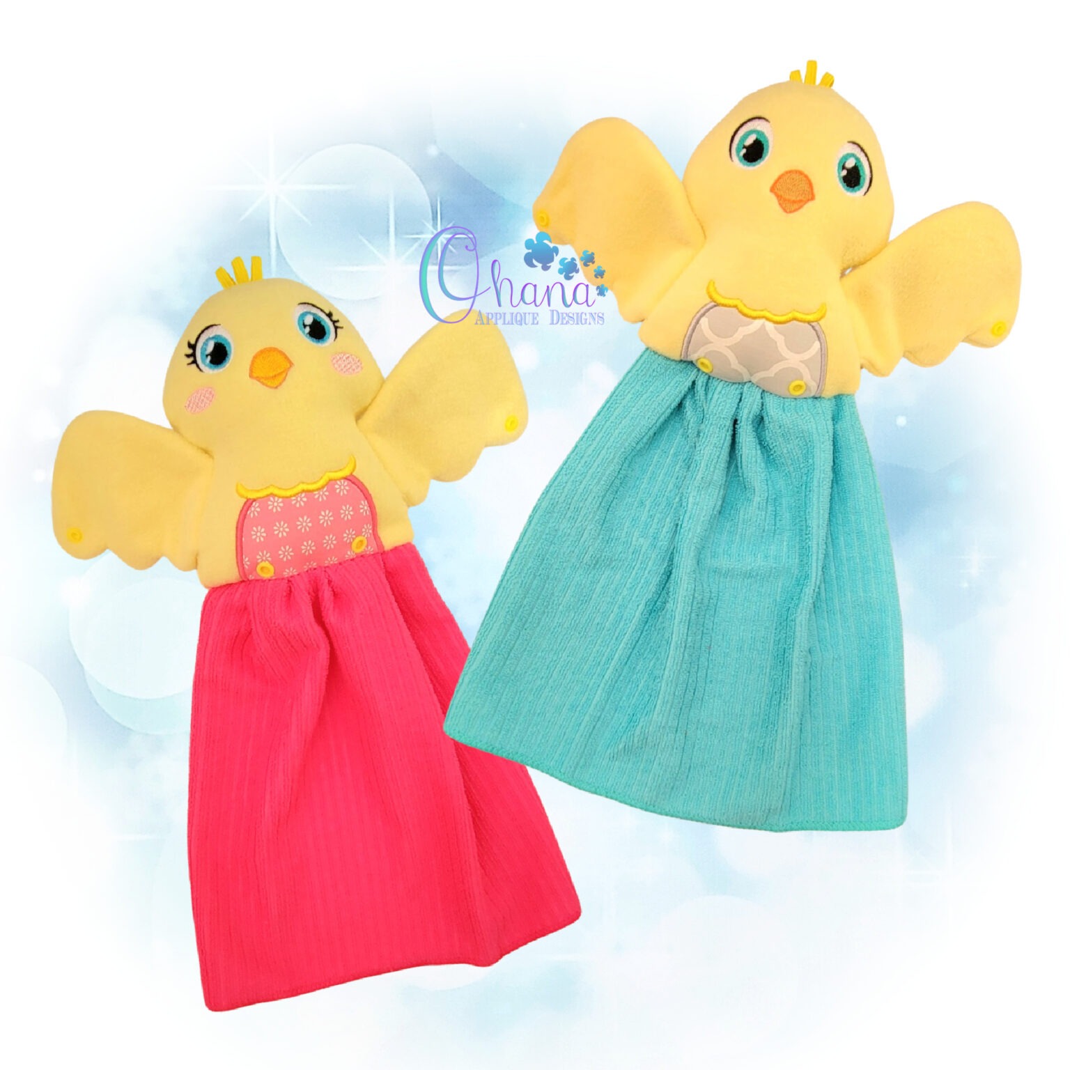 Chick Hand Towel Holder Embroidery Design - Ohana Applique Designs