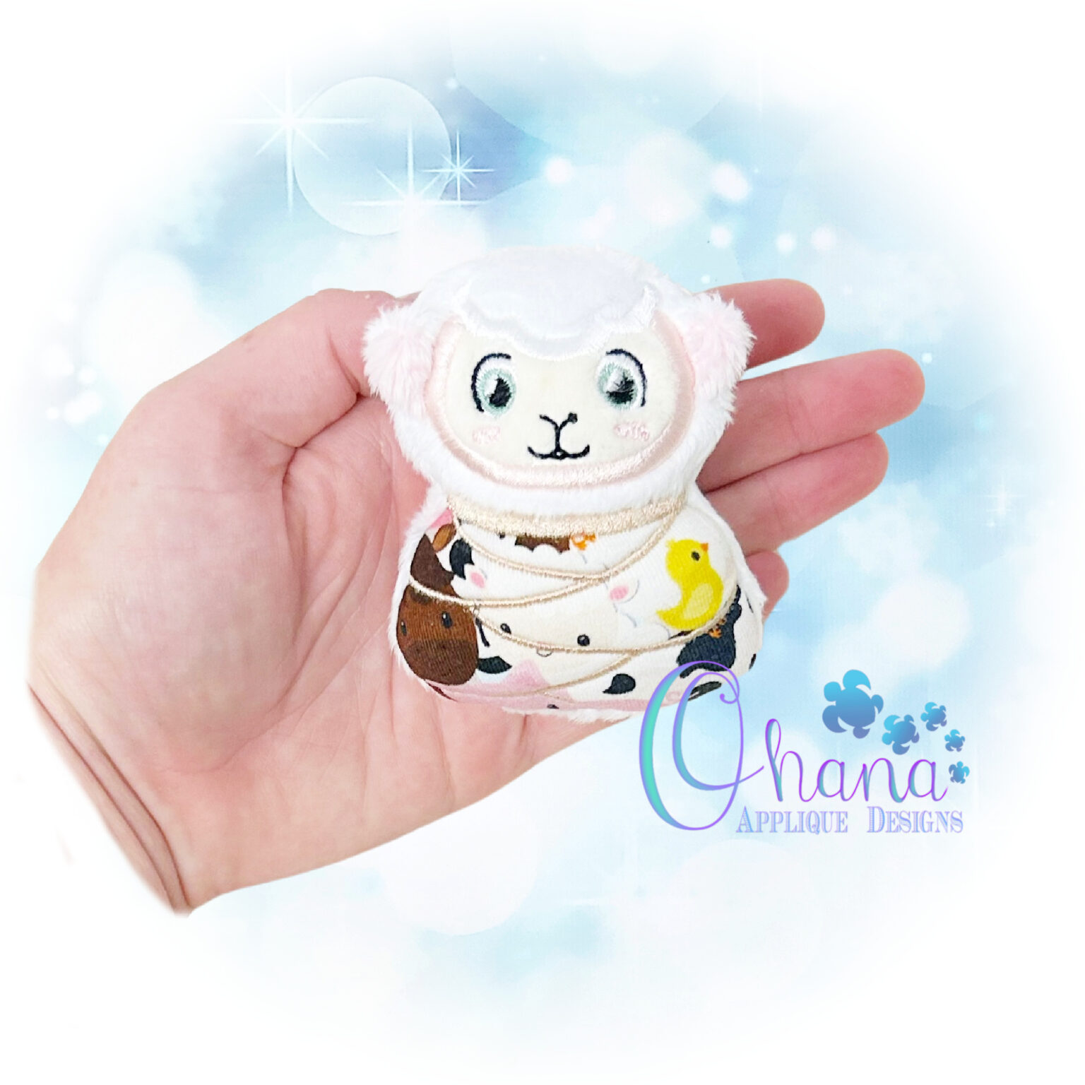 Swaddle Baby Lamb Stuffie Embroidery Design - Ohana Applique Designs