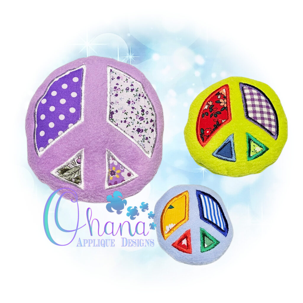 Peace Symbol Stuffie Embroidery Design - Ohana Applique Designs