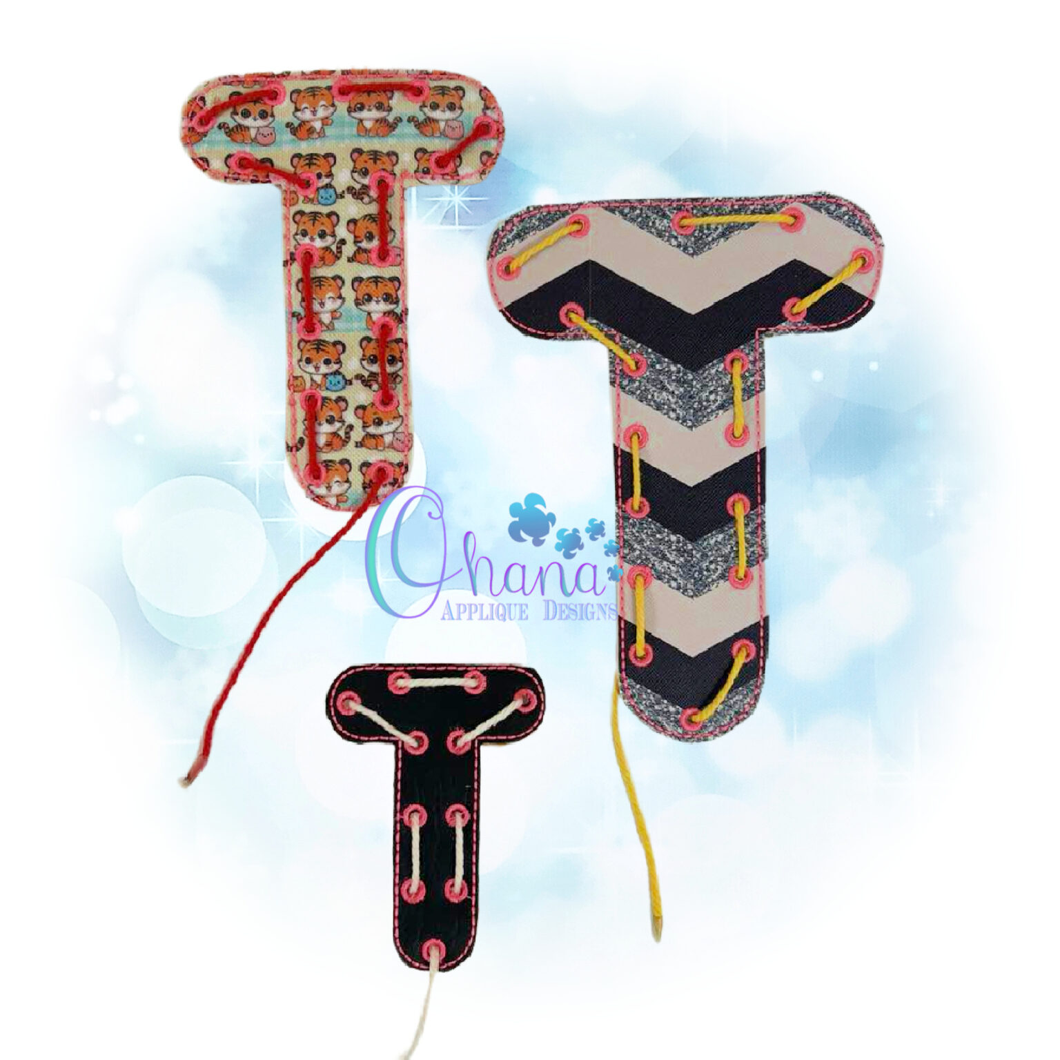 Letter T Lacing Board Embroidery Design - Ohana Applique Designs