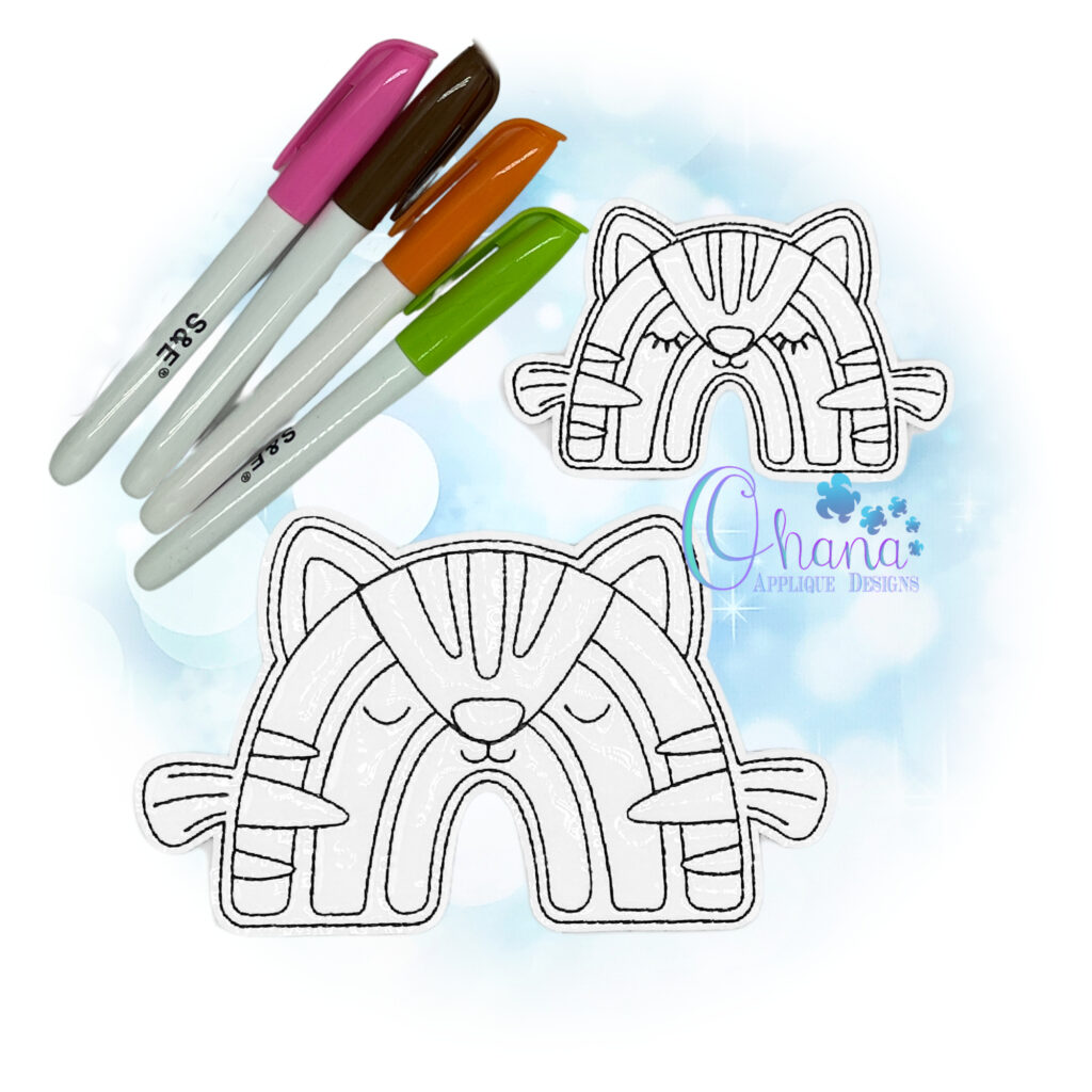 Rainbow Tiger Flat Coloring Doll Embroidery Design - OAD