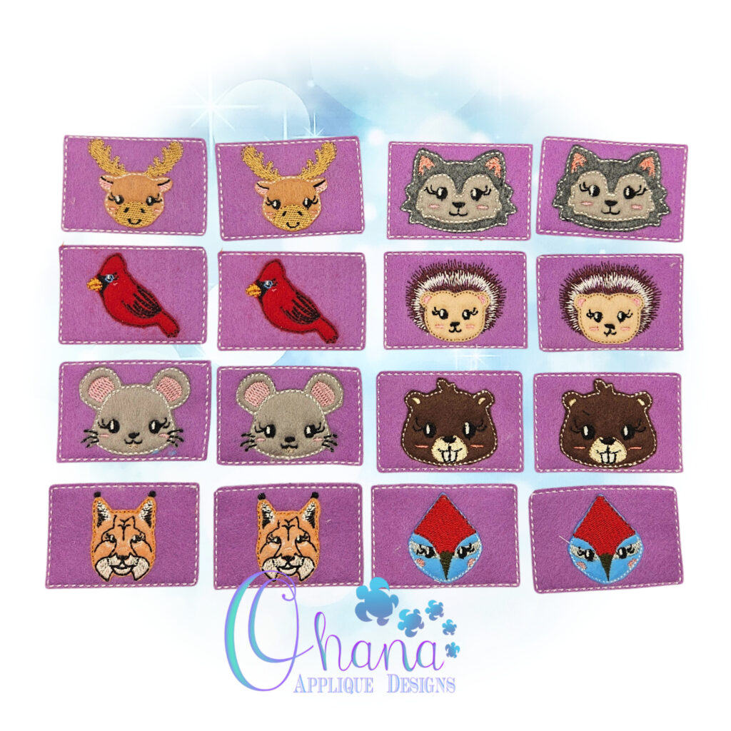Woodland Matching Card Game Design - Ohana Applique Designs