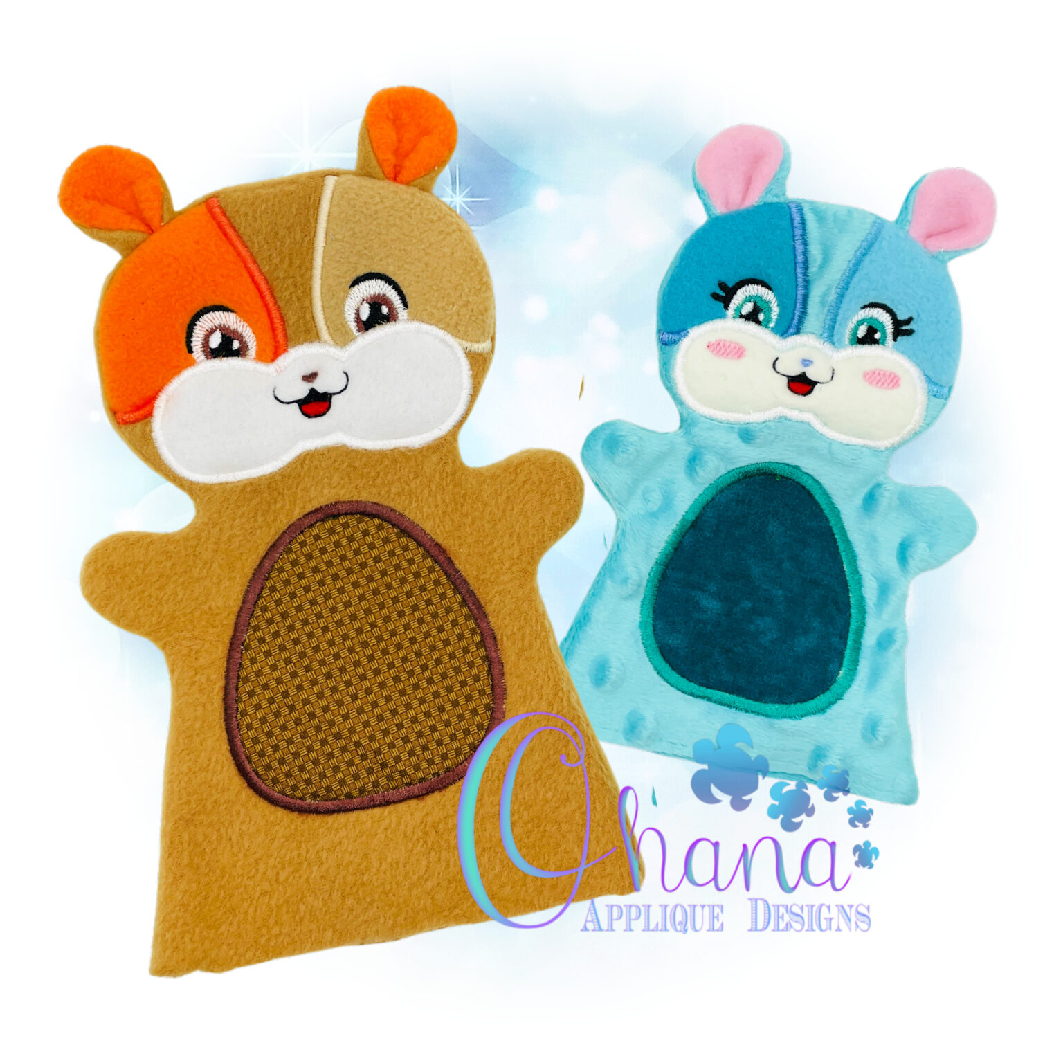 Hamster Hand Puppet Embroidery Design - Ohana Applique Designs