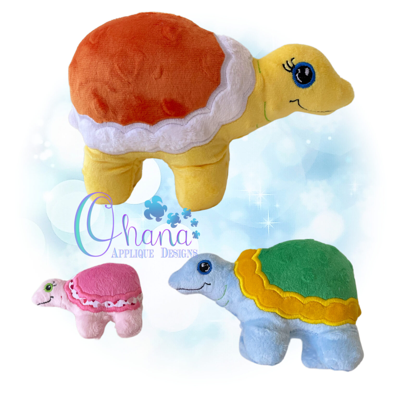 Standing Turtle Stuffie Embroidery Design- Ohana Applique Designs