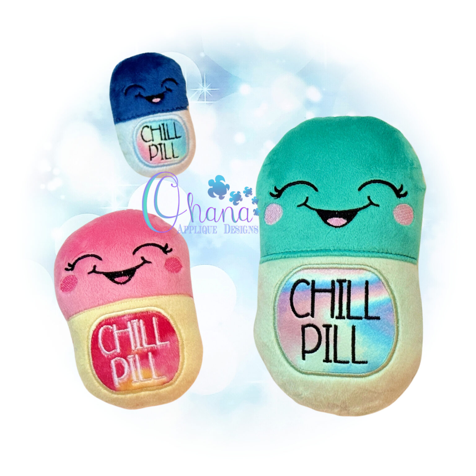 Chill Pill Stuffie - Ohana Applique Designs