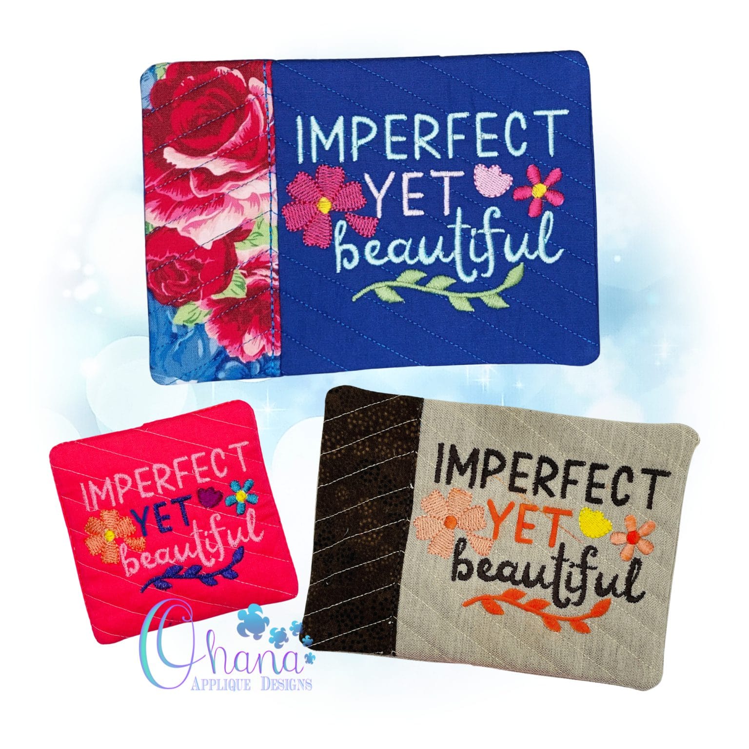 Imperfect Yet Beautiful Mug Rug Design - Ohana Applique Designs