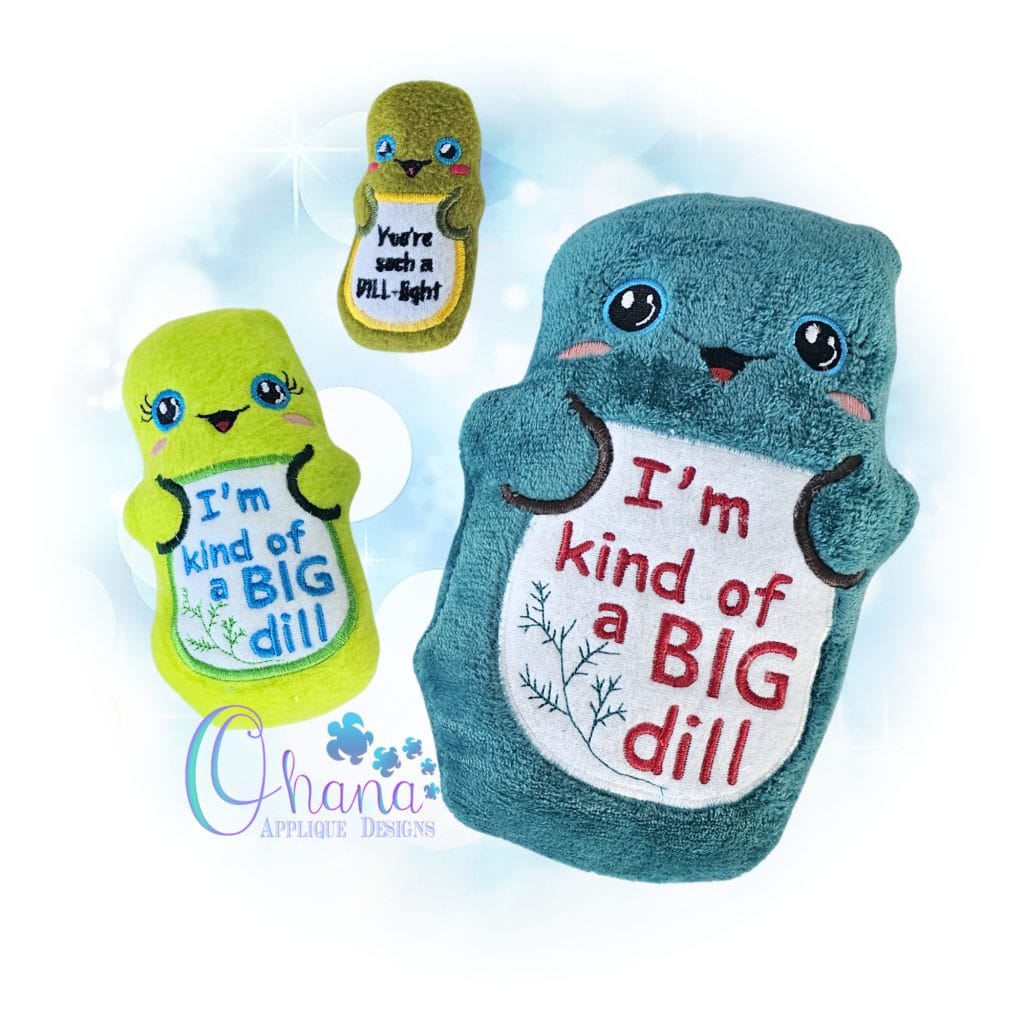 Big Dill Pickle Stuffie Embroidery Design - Ohana Applique Designs
