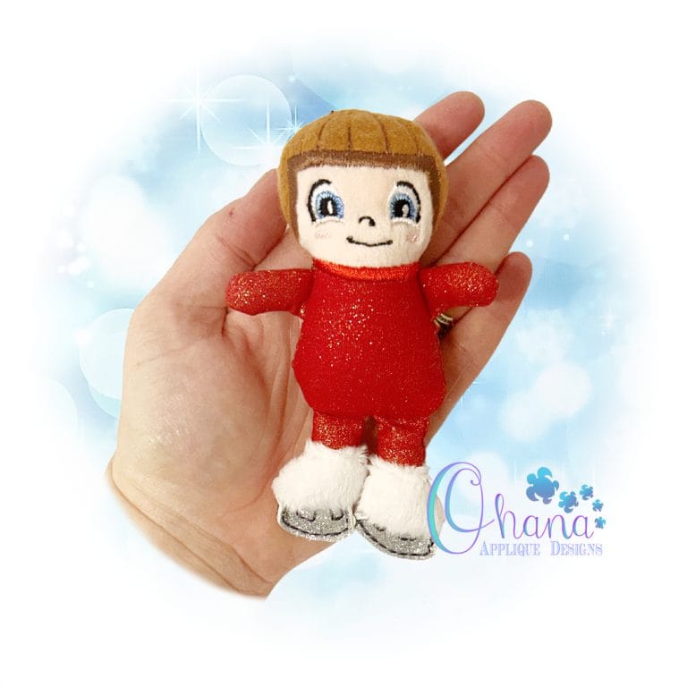 Figure Skater Stuffie Embroidery Design - Ohana Applique Designs