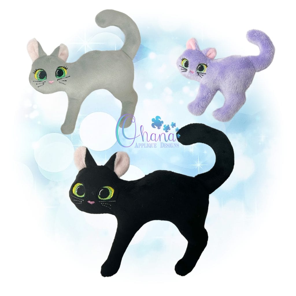Scaredy Cat Stuffie Embroidery Design- Ohana Applique Designs