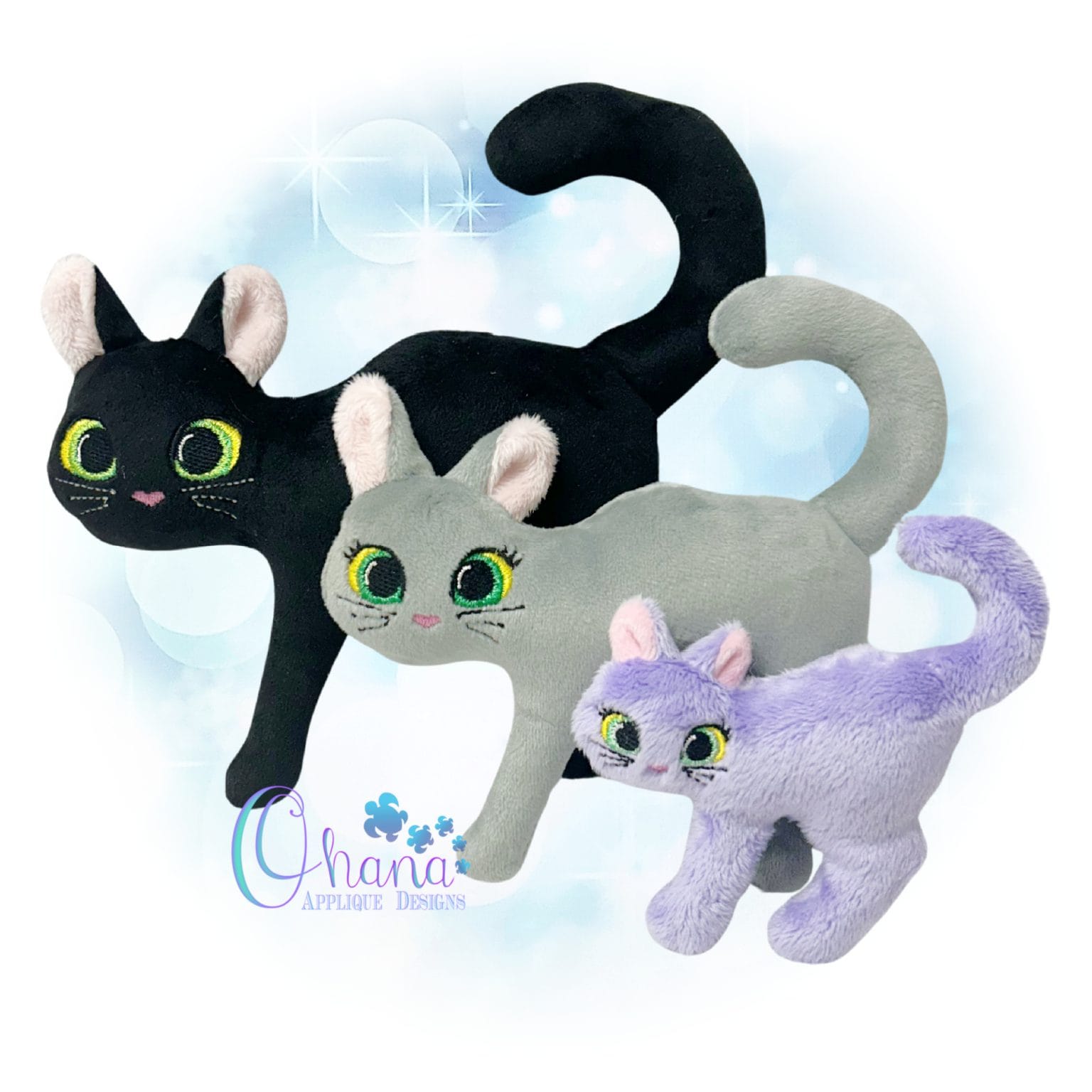 Scaredy Cat Stuffie Embroidery Design- Ohana Applique Designs