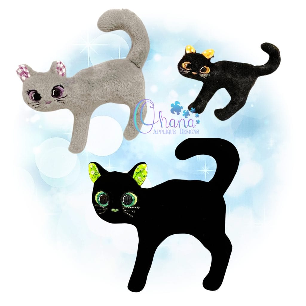 Scaredy Cat Stuffie Embroidery Design- Ohana Applique Designs