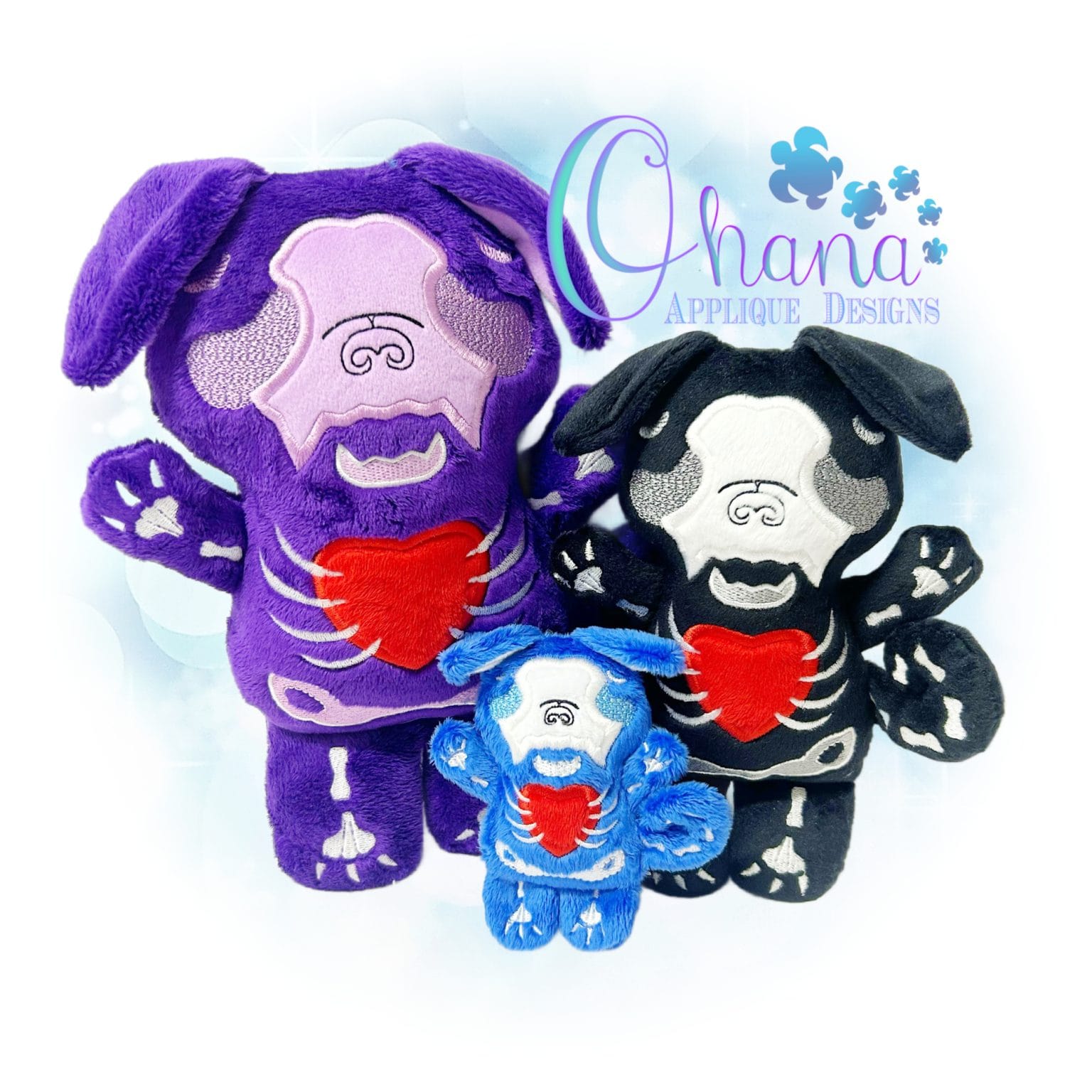 Skelly Pug Stuffie Embroidery Design - Ohana Applique Designs