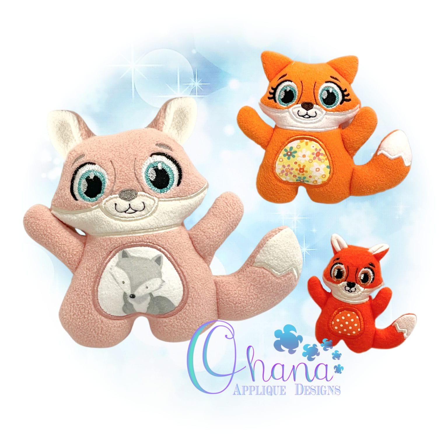Huggable Fox Stuffie Embroidery Design- Ohana Applique Designs
