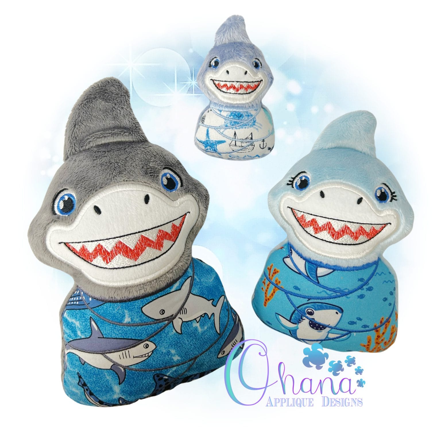 Swaddle Baby Shark Stuffie Embroidery Design - Ohana Applique Designs