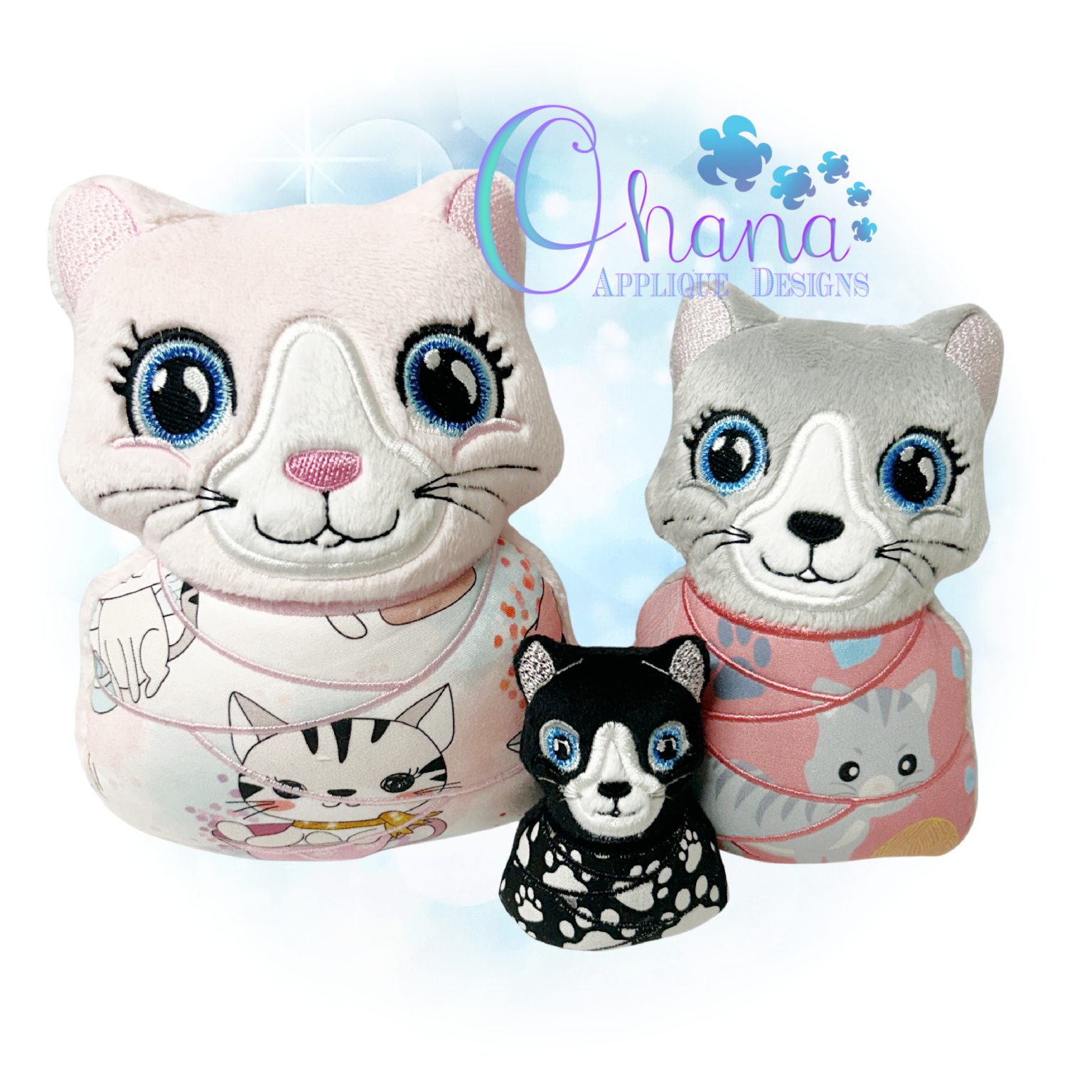 Swaddle Baby Cat Stuffie Embroidery Design - Ohana Applique Designs