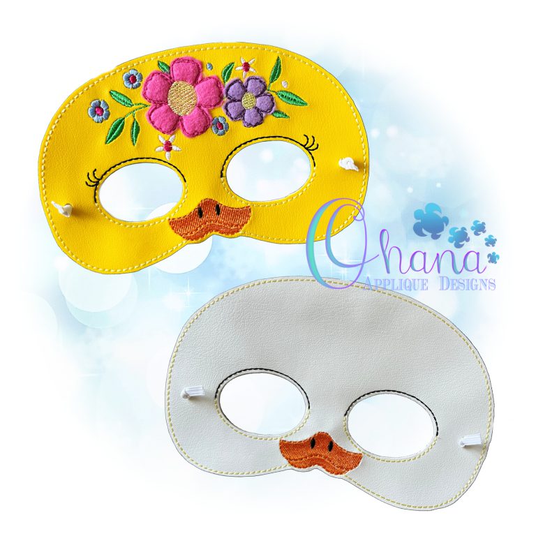 Floral Duck Pretend Mask Design - Ohana Applique Designs