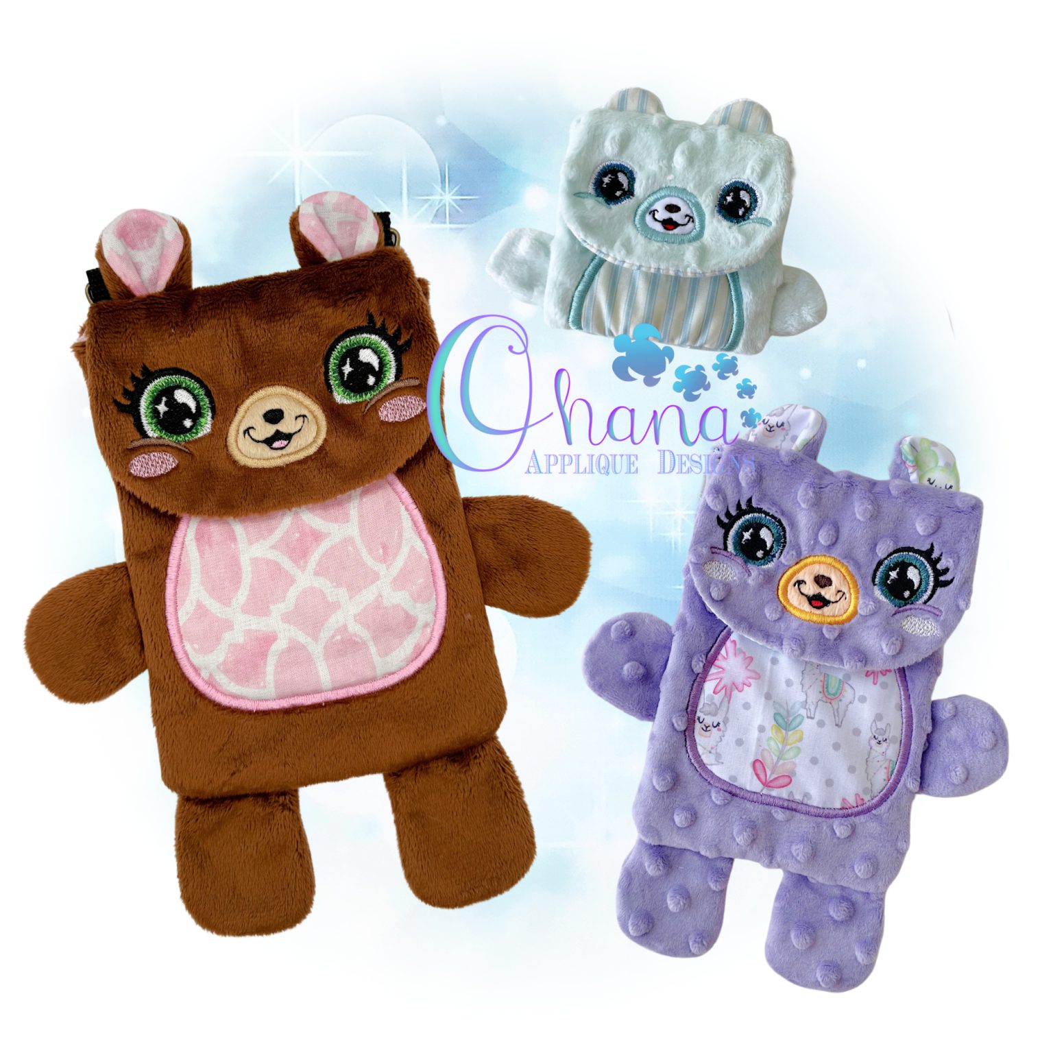 Bear Flap Bag Purse Embroidery Design - Ohana Applique Designs