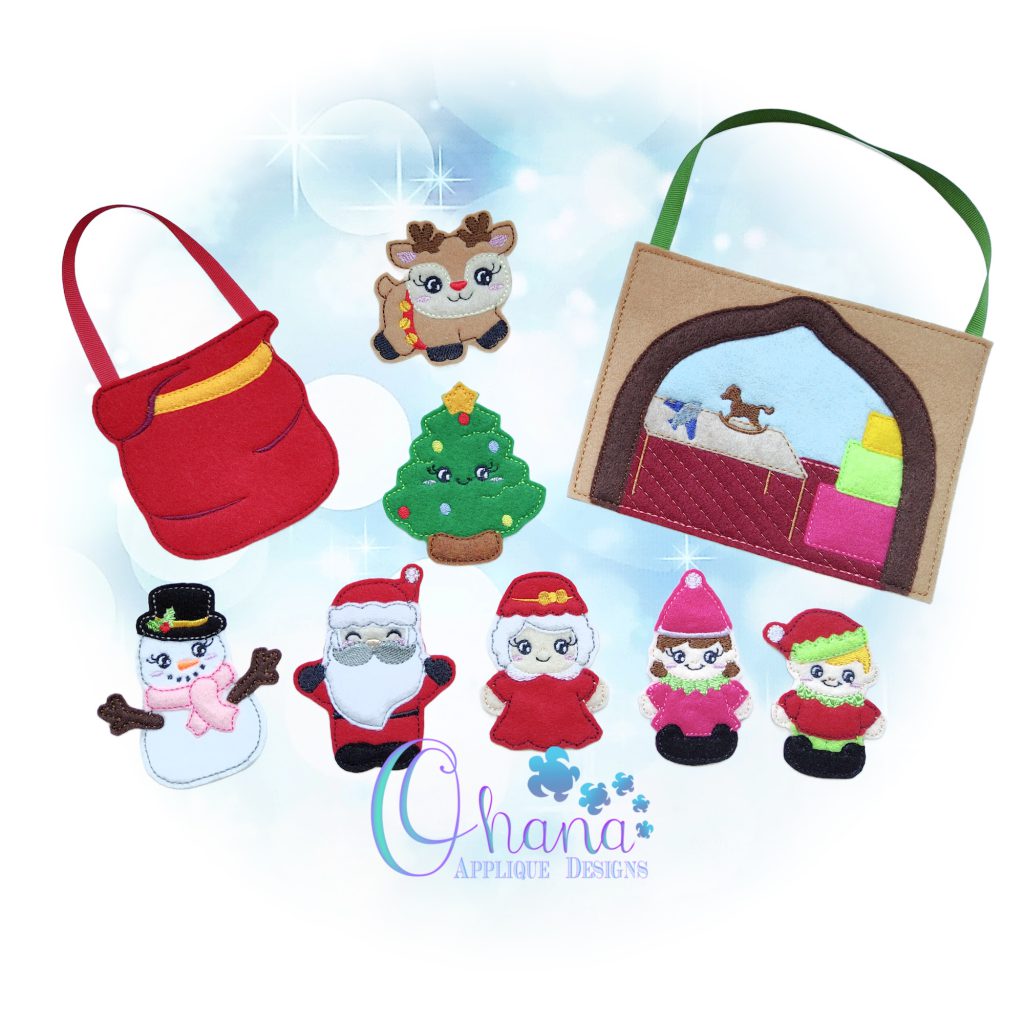 Christmas Finger Puppets Embroidery - Ohana Applique Designs